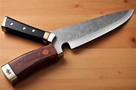 Premium Photo Japanese Gyuto Chefs Knife With Rosewood Handle
