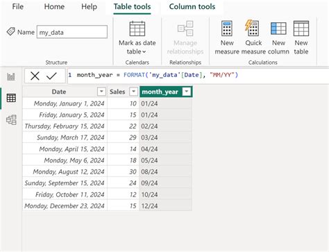 power bi how to convert date to month and year format