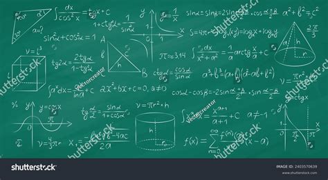 Green Blackboard Math Formulas Chalk Notes Stock Vector Royalty Free