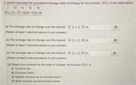 Solved Point Calculate The Successive Average Rates Of Chegg