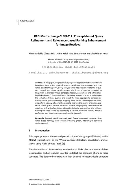 Pdf Regimvid At Imageclef2012 Concept Based Query Refinement And