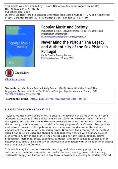Pdf Never Mind The Pistols The Legacy And Authenticity Of The Sex