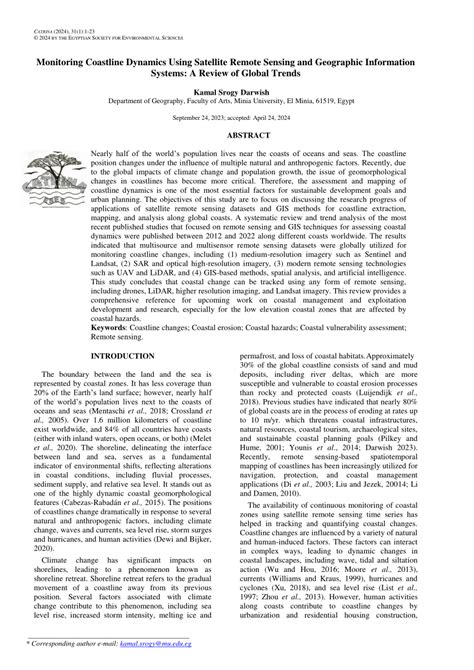 Pdf Monitoring Coastline Dynamics Using Satellite Remote Sensing And Geographic Information