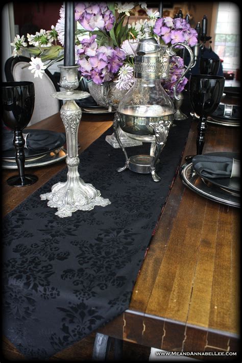 Diy Gothic Table Runner Black Velvet Red Roses Me And Annabel Lee