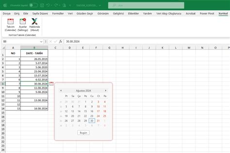 Excel Popup Calendar Add In Public Holidays Excel Takvim Eklentisi