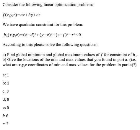 solved consider the following linear optimization problem