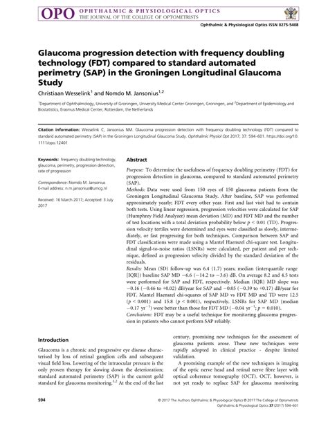 Pdf Glaucoma Progression Detection With Frequency Doubling Technology Fdt Compared To