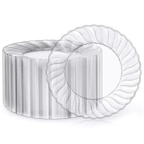 Focusline 100 Count Clear Plastic Plates 9 Inch Disposable Heavy Duty