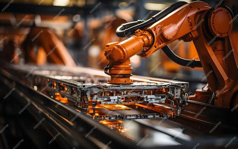 Premium Ai Image Heavy Automation Robot Arm Machine In Smart Factory