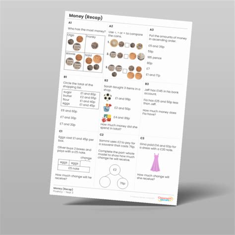 Year 3 Money Recap Fluency Matrix Resource Classroom Secrets