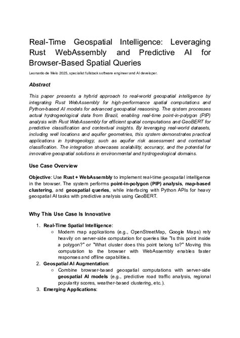 Pdf Real Time Geospatial Intelligence Leveraging Rust Webassembly