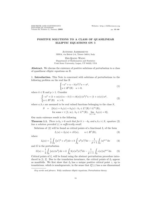 Pdf Positive Solutions To A Class Of Quasilinear Elliptic Equations On Rn