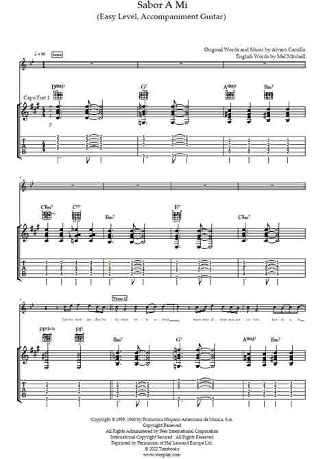 Sabor A Mi Guitar Chords