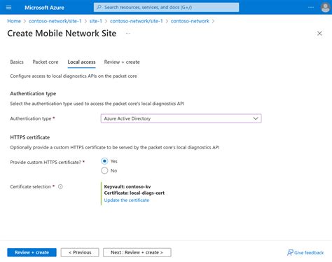 Создание сайта — портал Azure Azure Private 5g Core Microsoft Learn