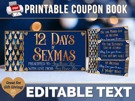 Instantly Edit 12 Days Of Sexmas Naughty Christmas Coupon Book For