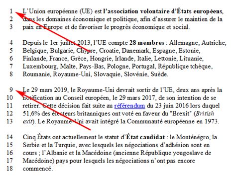 Traitement de texte Atlantis Aide en ligne Numérotation des lignes