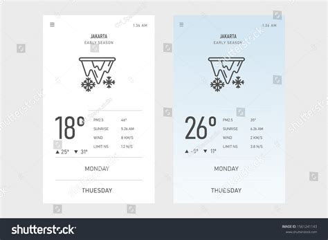 Modern Ui Ux Gui Interface Weather เวกเตอร์สต็อก ปลอดค่าลิขสิทธิ์