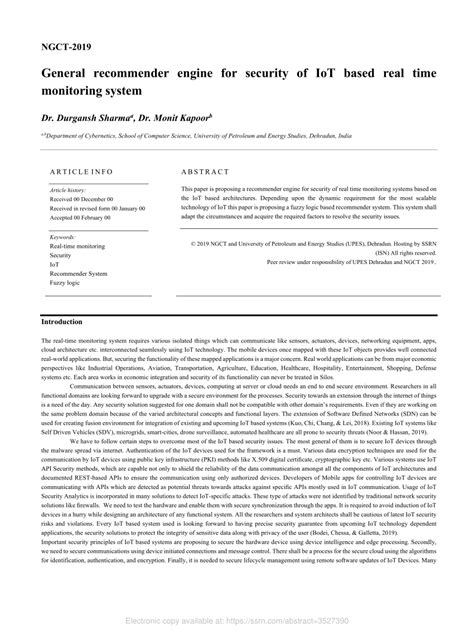 Pdf General Recommender Engine For Security Of Iot Based Real Time