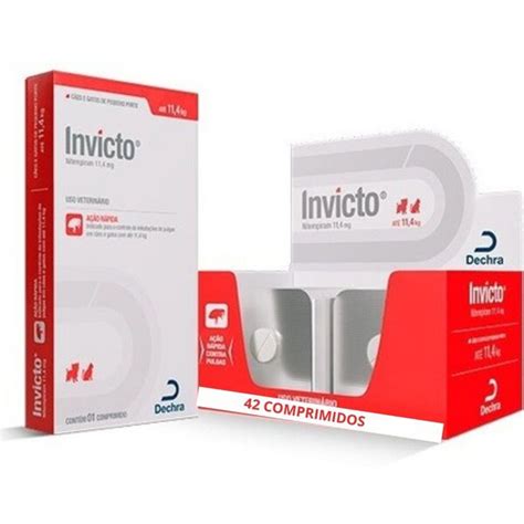 Caixa Com 42 Comprimidos Antipulgas Para Cães E Gatos Invicto De 114mg