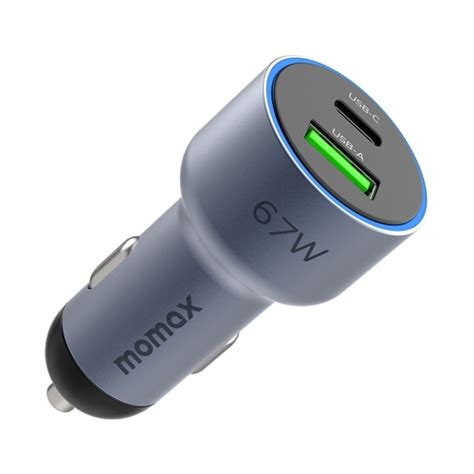 MOMAX UC16E 67W USB C Type C USB Dual Ports Car Charger