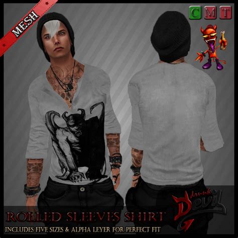 Second Life Marketplace Drunk Devil ~ Evil ~ Mesh Sleeves Shirt