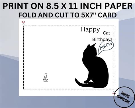 Printable Cat Birthday Card Printable Birthday Card Funny Digital