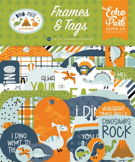 Echo Park Cardstock Ephemera 33pkg Frames And Tags Dino Mite 691835198910