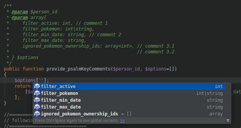 The Phpdoc Array Keys Format Supported By The Plugin · Issue 63 · Klesundeep Assoc Completion