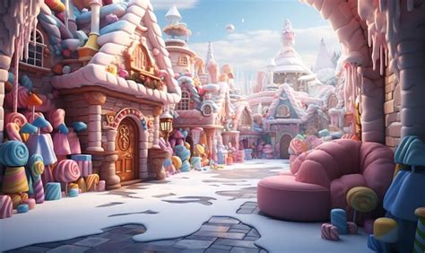 Premium Photo Backdrop Of Candyland Adventure Room Candy Cane Pillars