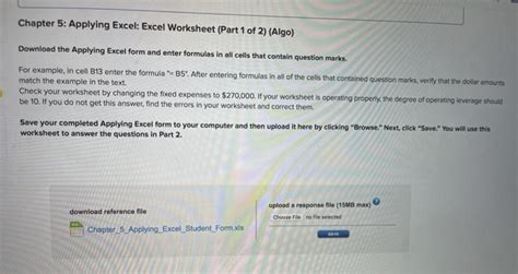 Solved Chapter 5 Applying Excel Excel Worksheet Part 1 Of