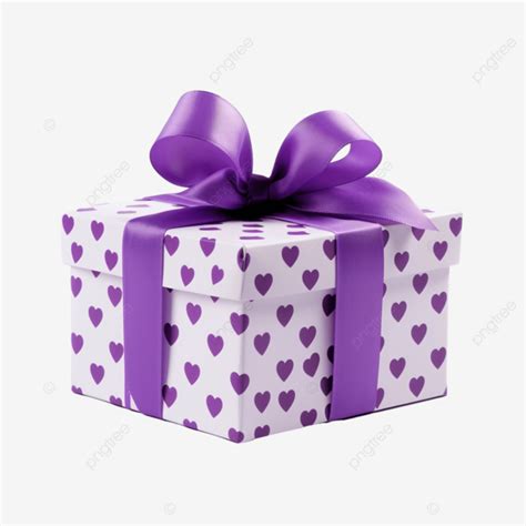 Valentine Gift Box With Purple Bow Present Box Ribbon Box Present