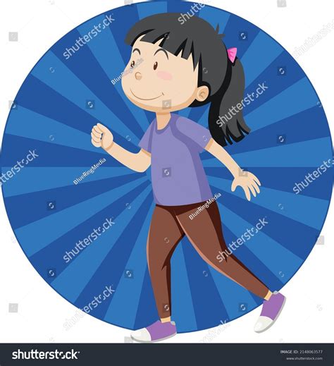 Active Girl Simple Cartoon Character Illustration Stock Vector Royalty Free 2148063577