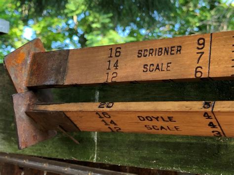 Antique Wood Lumber Logging Doyle Scribner Scale Ruler Brass Laminated