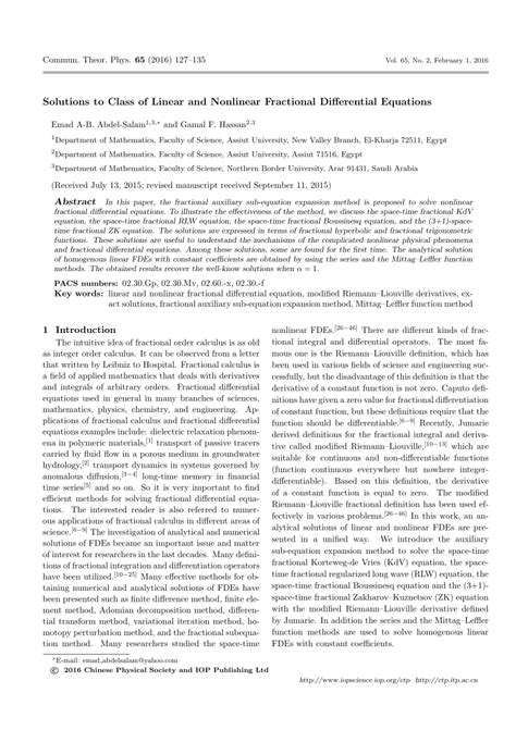 Pdf Solutions To Class Of Linear And Nonlinear Fractional