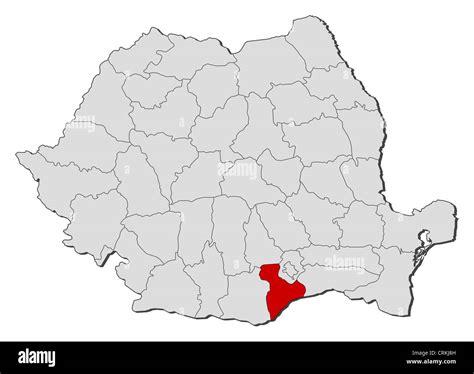 Political Map Of Romania With The Several Counties Where Giurgiu Is