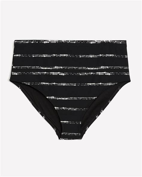 Black Dotted Stripe High Waisted Swim Brief Penningtons