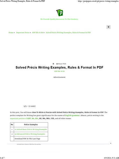 Solved Précis Writing Examples Rules And Format Download Free Pdf Train