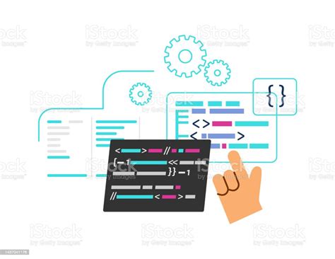 Web Software Development And Coding Banner Or Emblem Vector Isolated