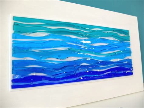 Ocean Waves Glass Wall Art Sea View Scene Blue Ocean Art Abstract