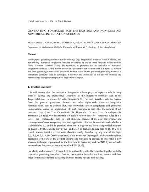 Pdf Generating Formulae For The Existing And Non Existing Numerical