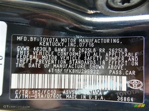 2017 Camry Color Code 1h2 For Cosmic Gray Mica Photo 115141487