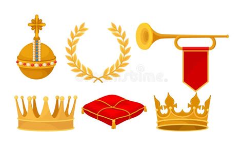 Monarchy Attributes Vector Set Golden Power Symbols Collection Stock