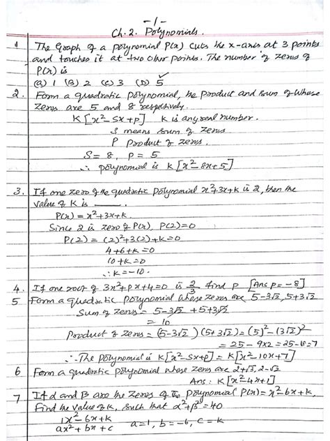Ch 2 Polynomials Revision Questions Pdf Pdf