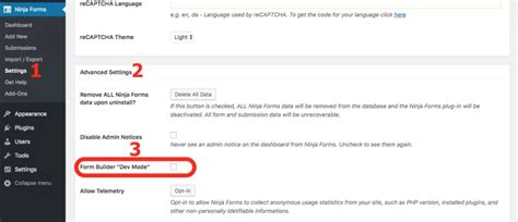 Developer Mode Ninja Forms