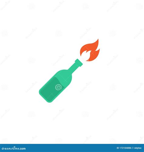 Fire Cocktail Bottle Vector Icon Symbol Weapon Isolated On White