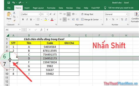 Cách insert nhiều dòng trong Excel