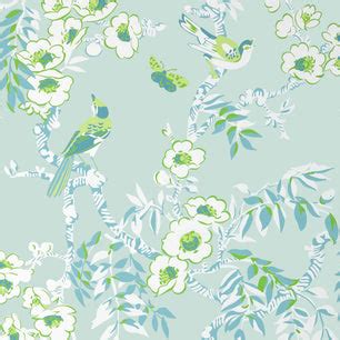 Yukio Wallcoverings T20842 Blue And Green Thibaut
