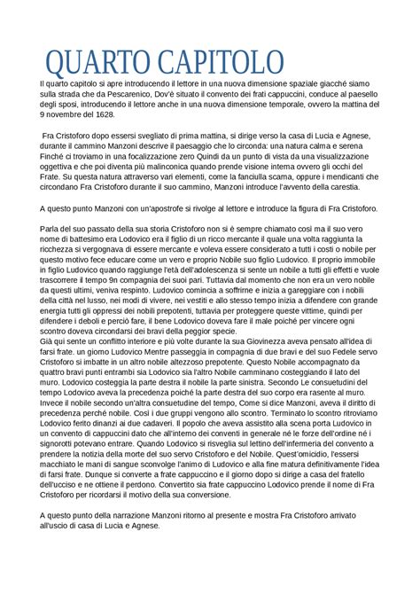 Quarto Capitolo Promessi Sposi Docsity