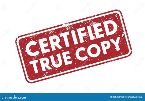 Grungy Red Certified True Copy Rubber Stamp Stock Vector Illustration