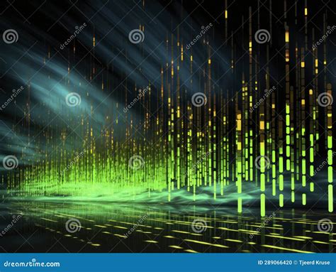 matrix inspired glitch art background with flowing streams of neon